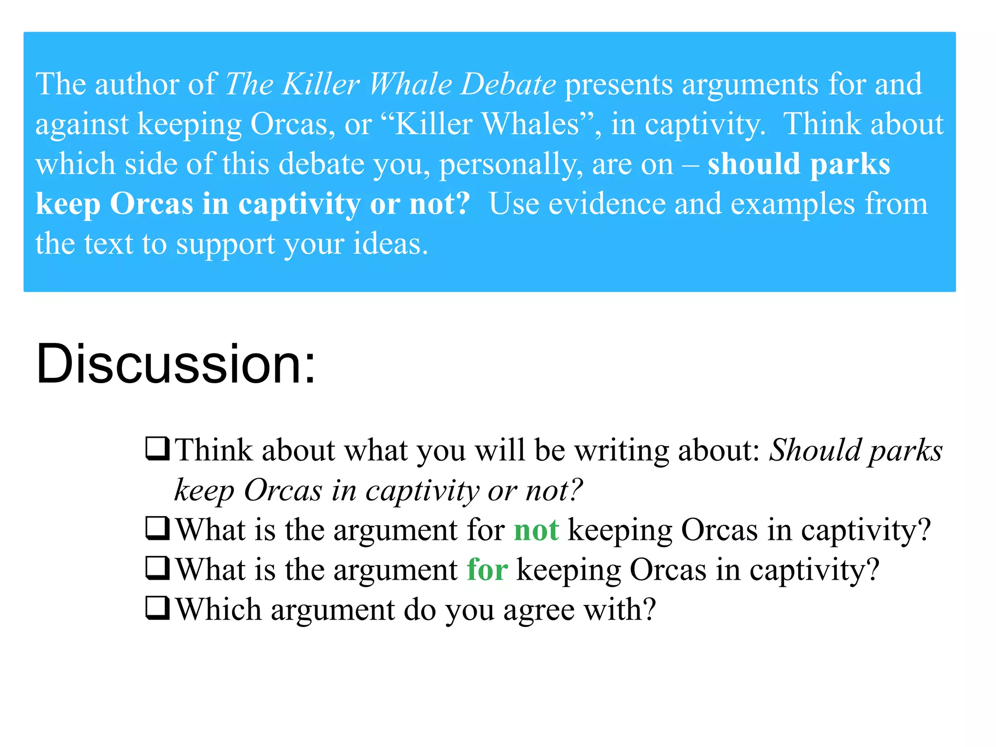Killer Whale Persuasive Essay | PPTX