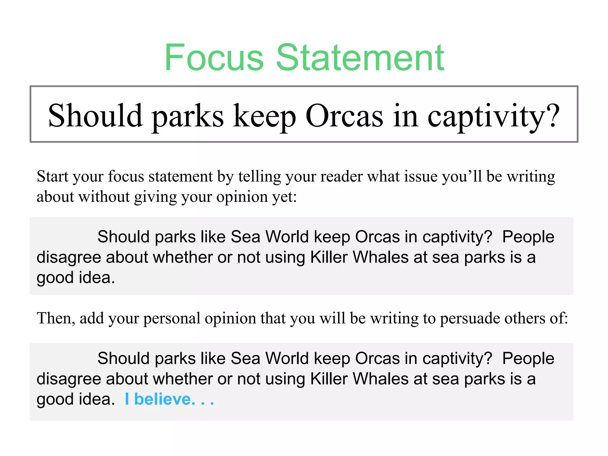 Killer Whale Persuasive Essay | PPTX