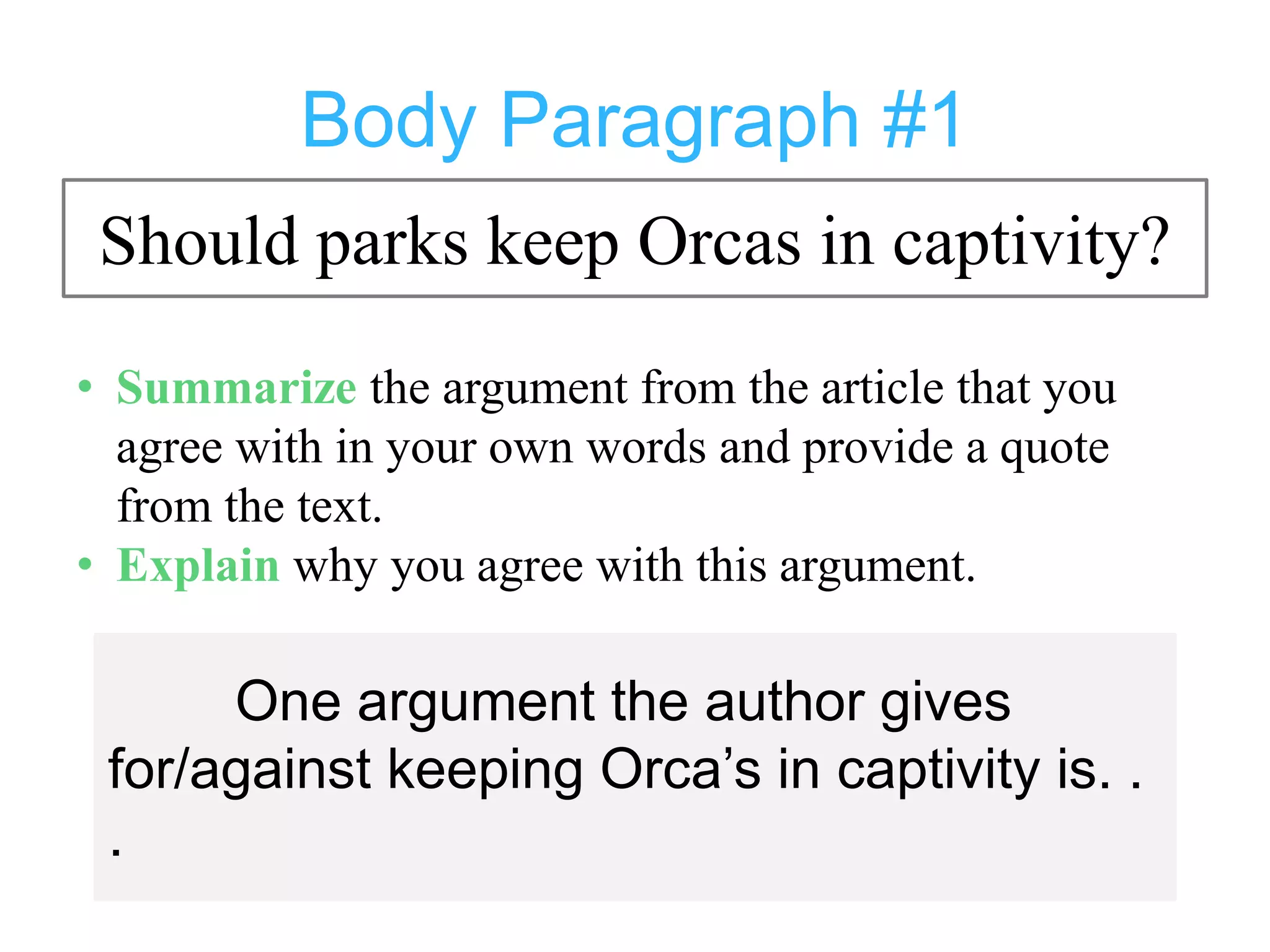 Killer Whale Persuasive Essay | PPTX