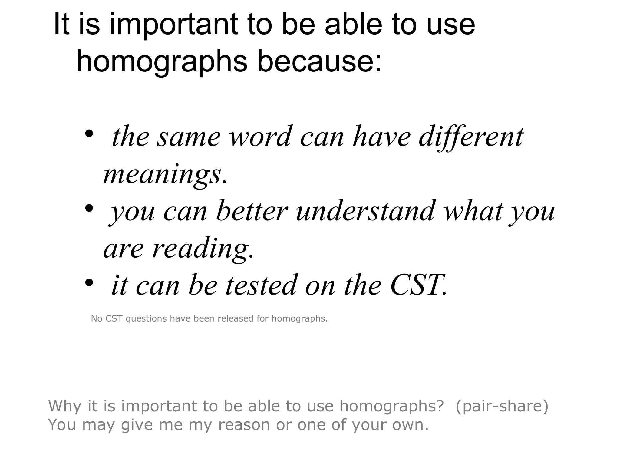 a power point presentation about homographs | PPT | Free Download