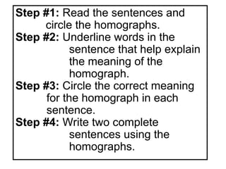 a power point presentation about homographs | PPT | Free Download