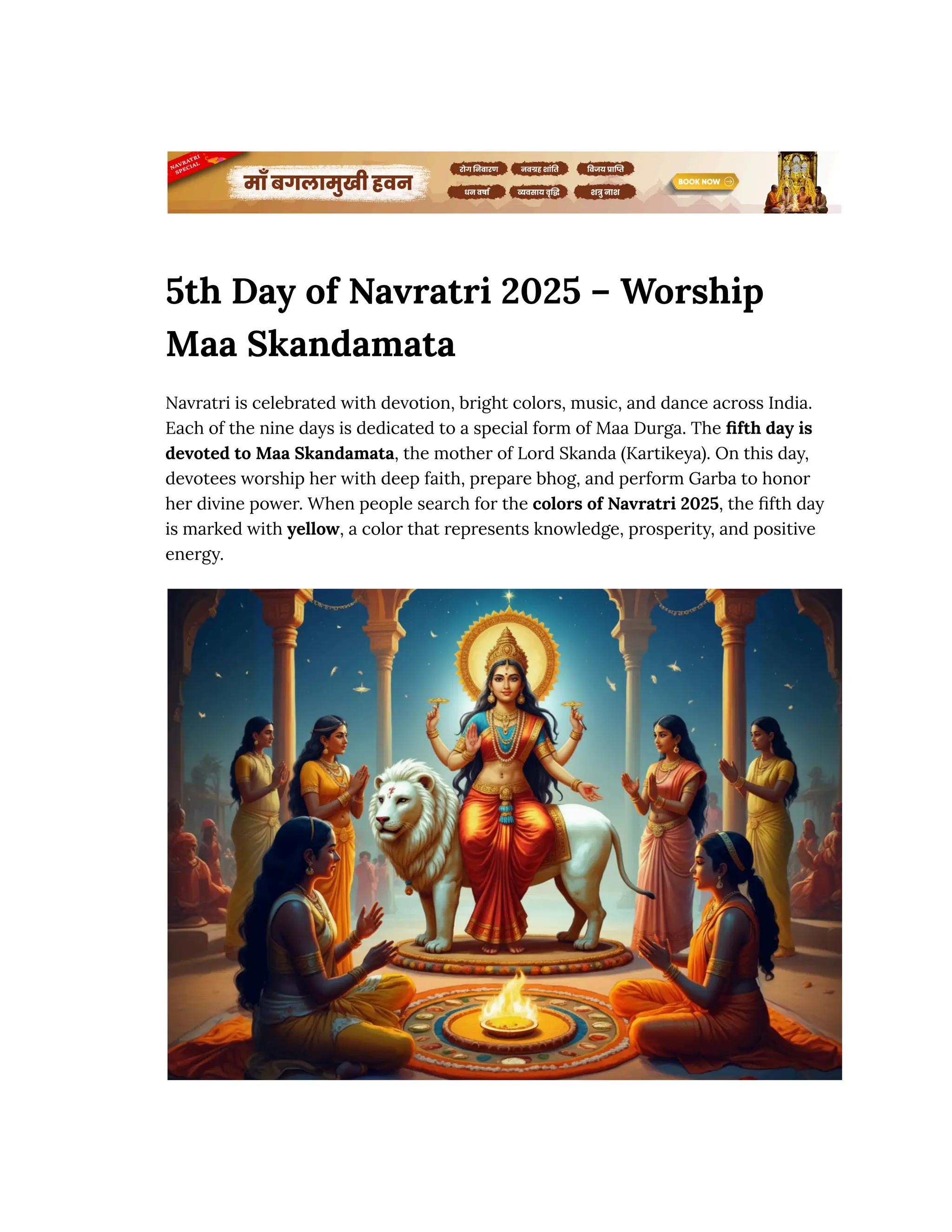 5th Roop – Maa Skandamata of Navratri know about Bhog , Colour ...