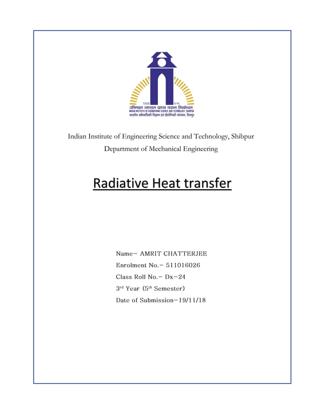 Radiavtive Heat Transfer assignment | PDF