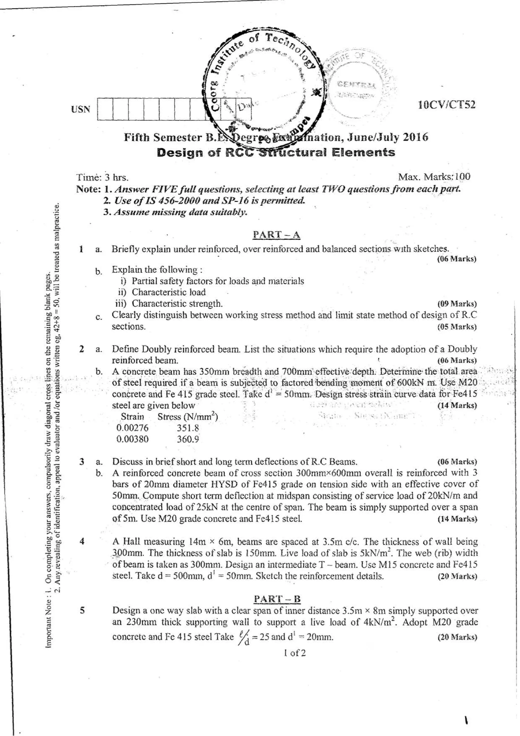 5th semester VTU BE CV question papers from Dec 2012 to June 2016 | PDF