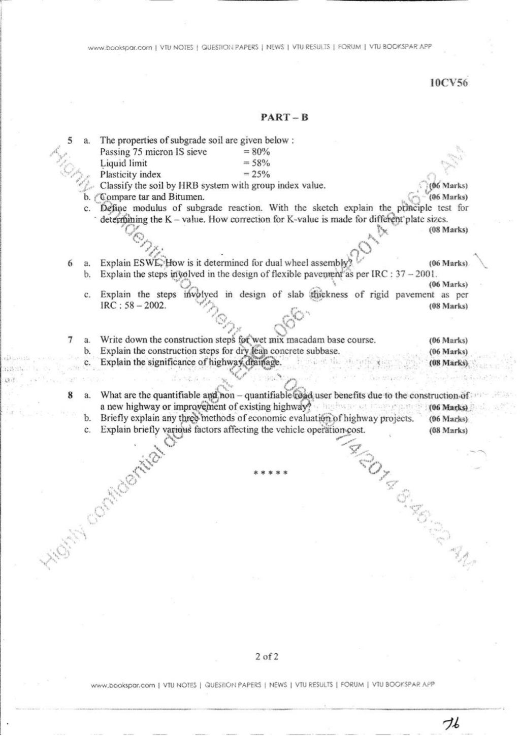 5th semester VTU BE CV question papers from Dec 2012 to June 2016