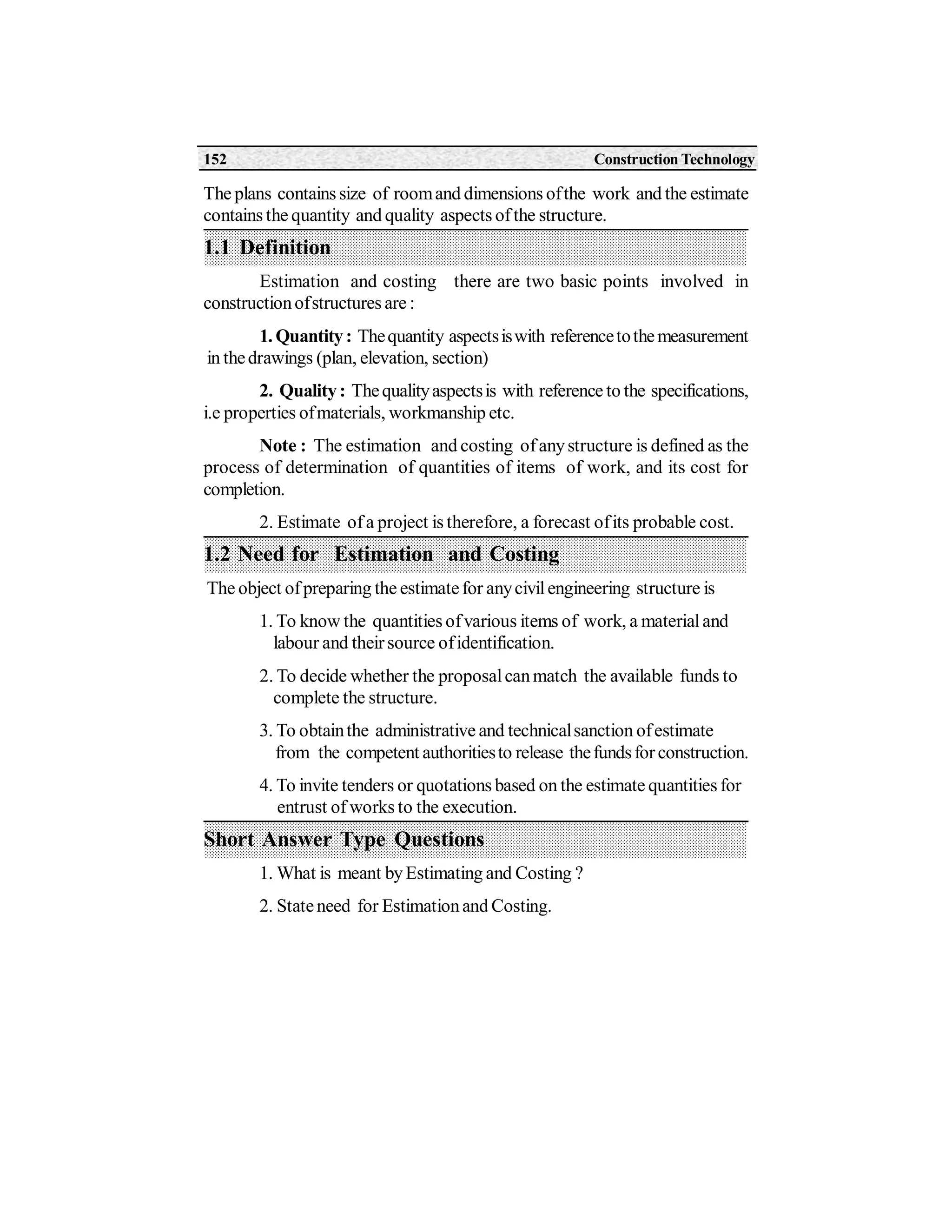 B.arch Estimation and Costing | PDF