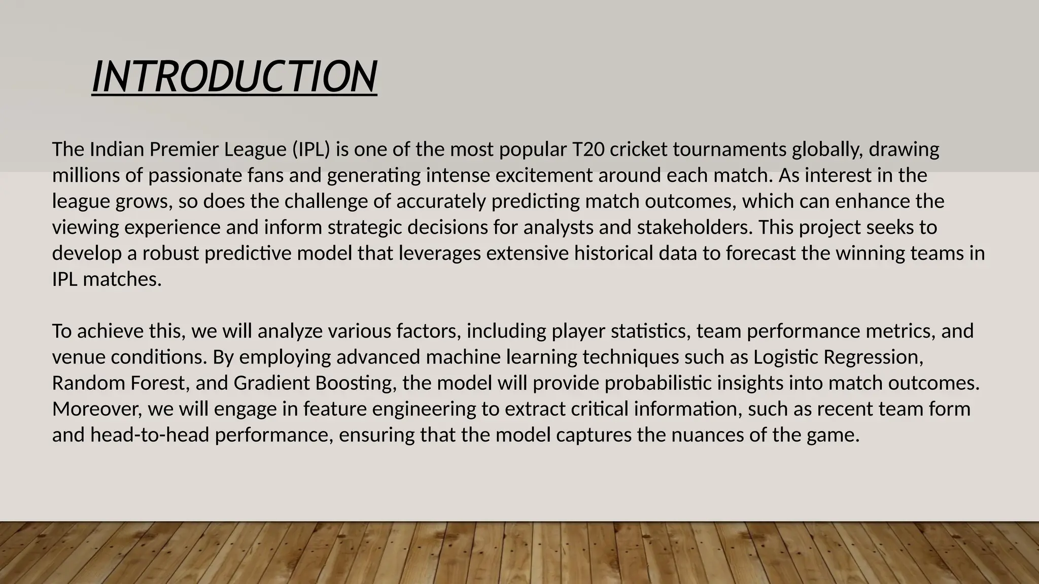 Ipl Match Winning Prediction Using Machine Learning Pptx
