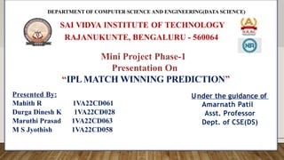 IPL Match winning prediction using machine learning | PPTX