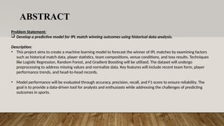 IPL Match winning prediction using machine learning | PPTX