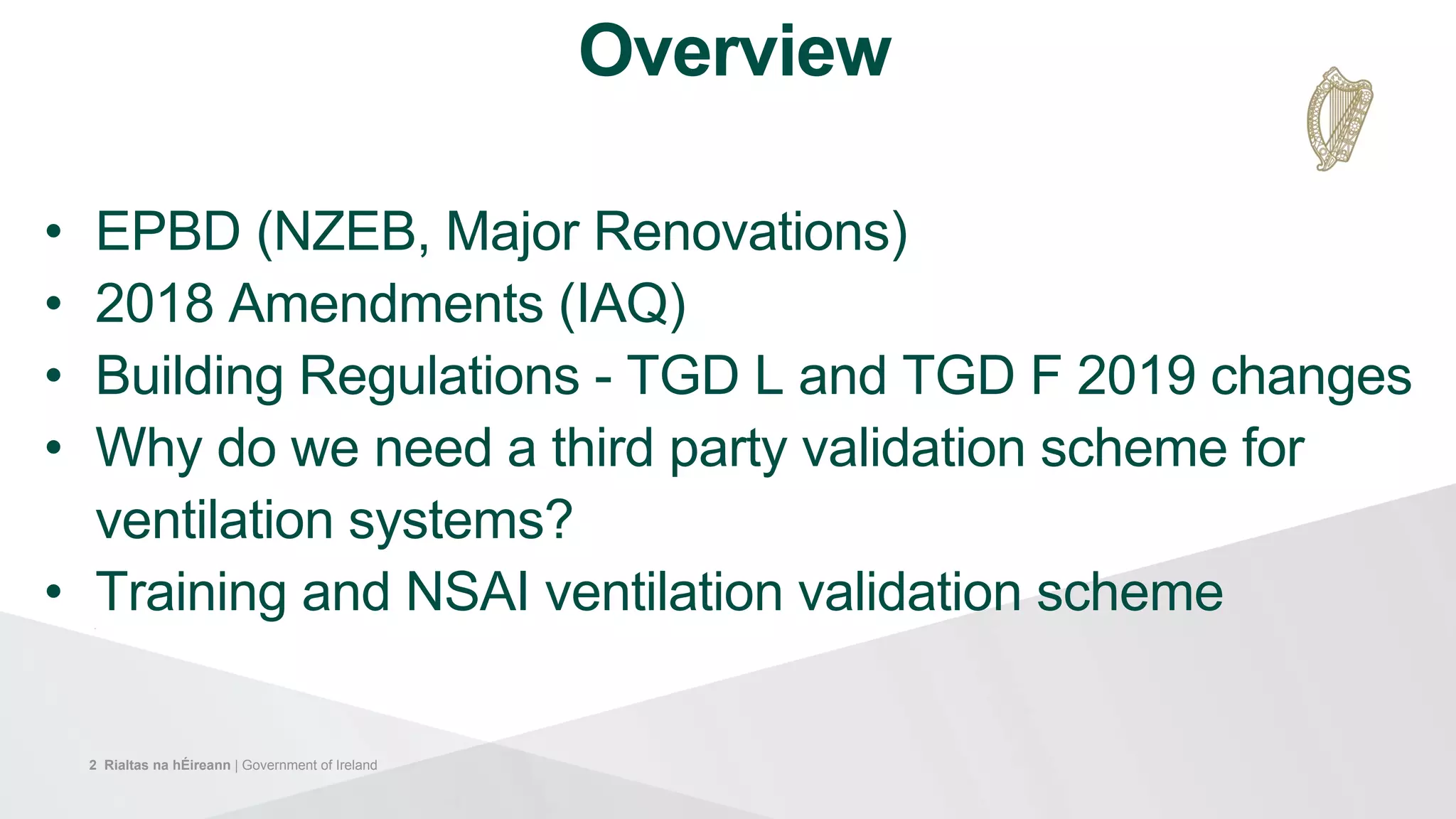 Changes to Irish regulations and inspection of ventilation systems | PPTX