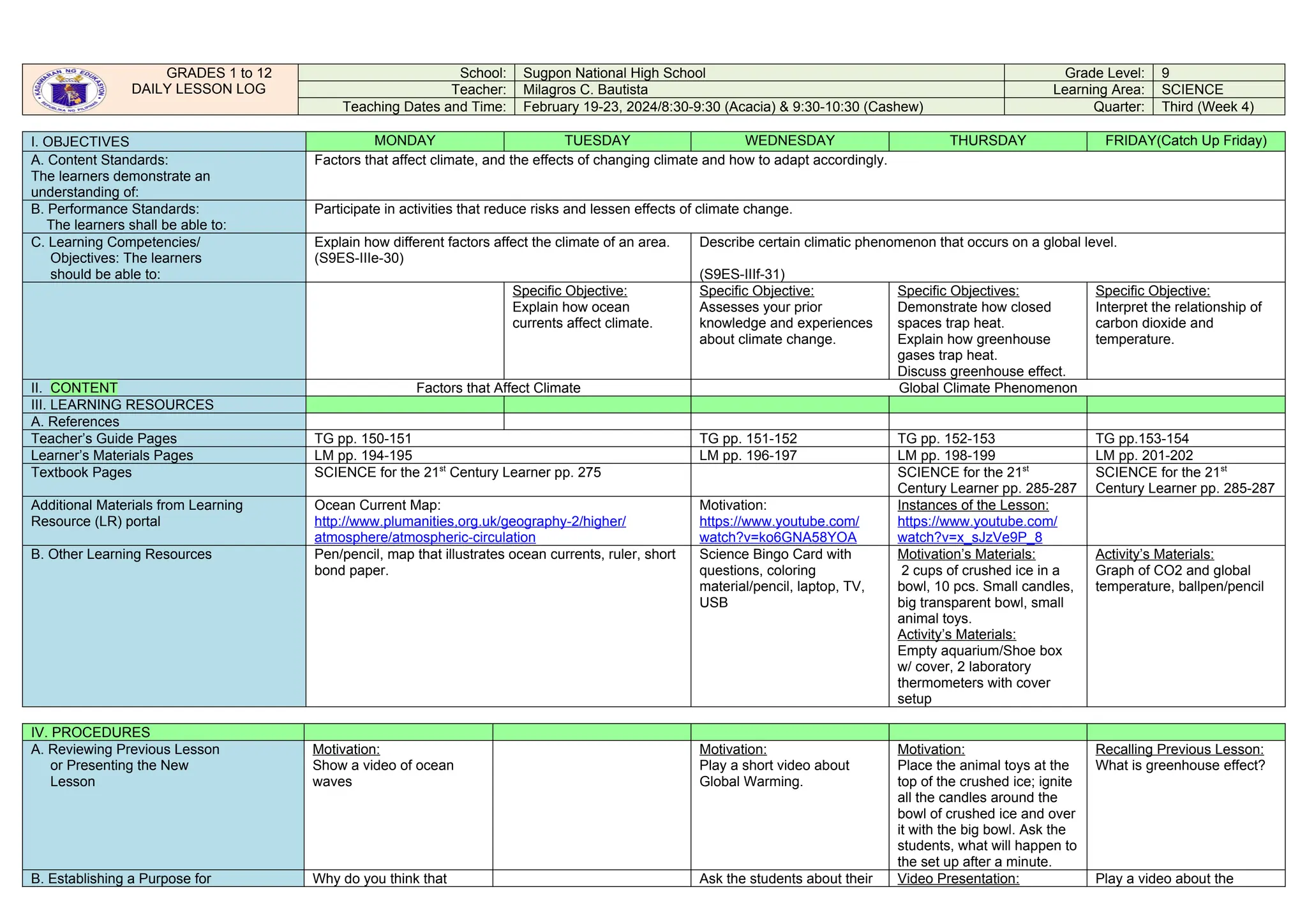 5TH WEEK.docx dll science grade 9 quarter 3 | DOCX