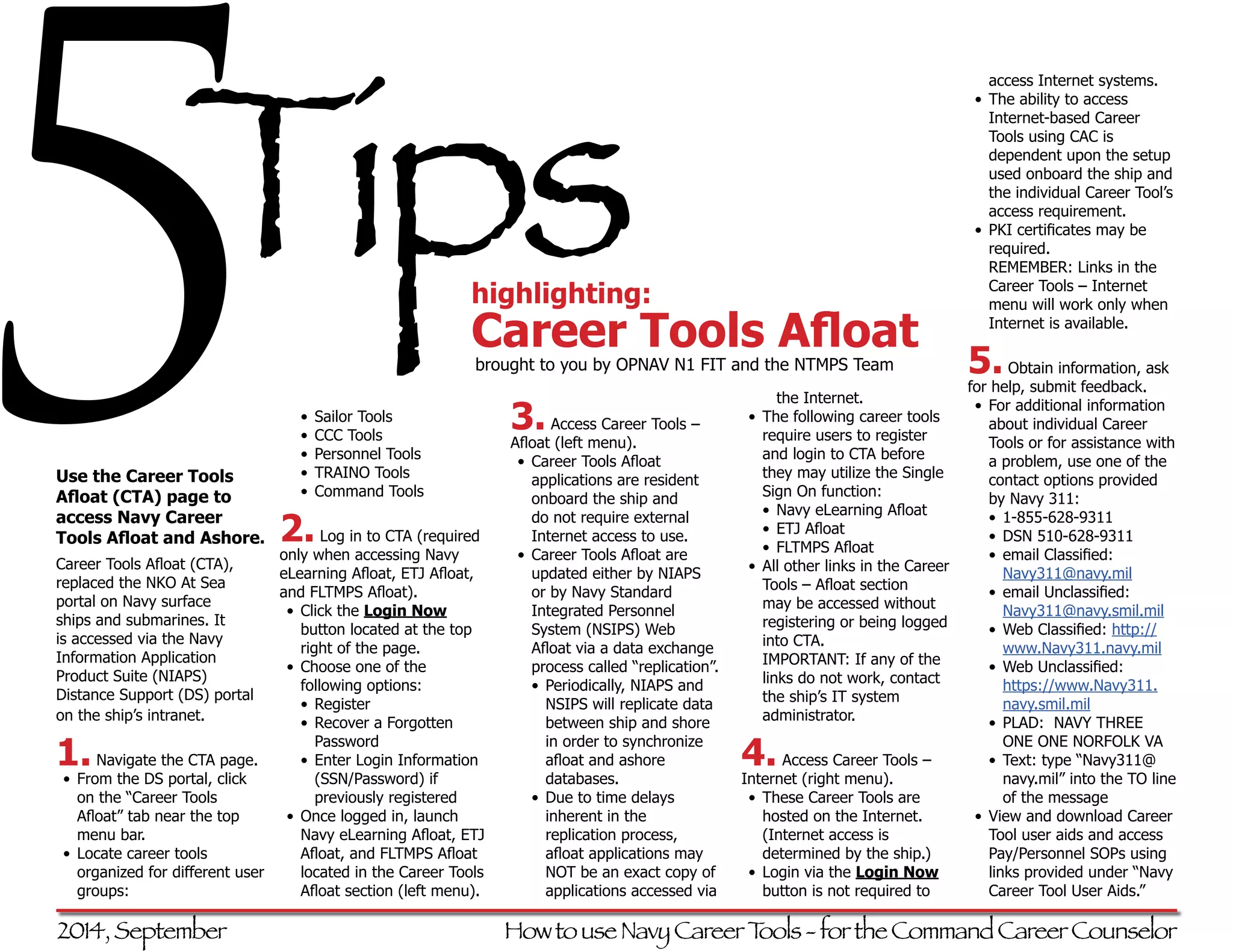 Navy Career Tools Afloat NKO 5 tips (2014 sep) cta | PPT