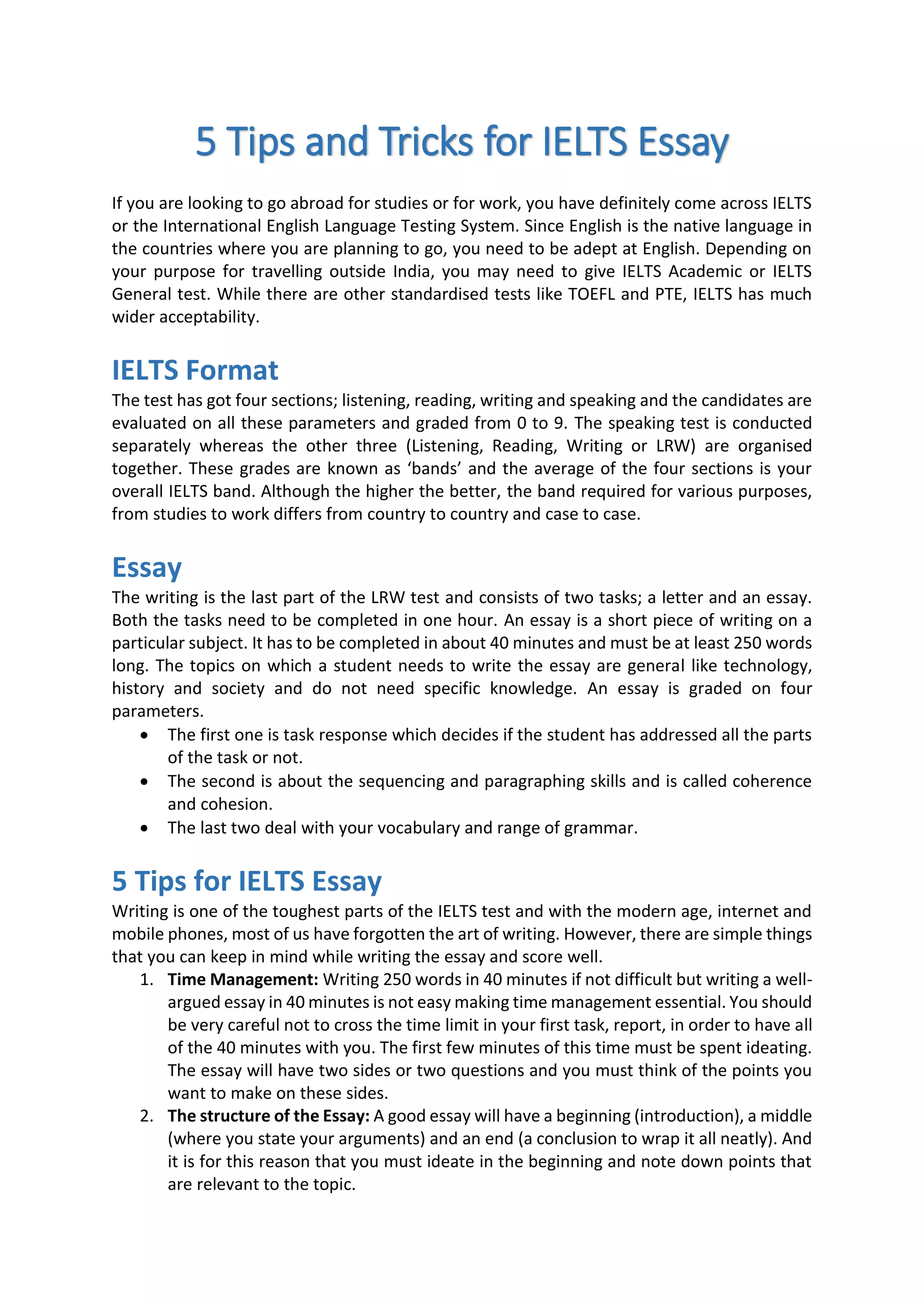 5 tips and tricks for ielts essay | PDF