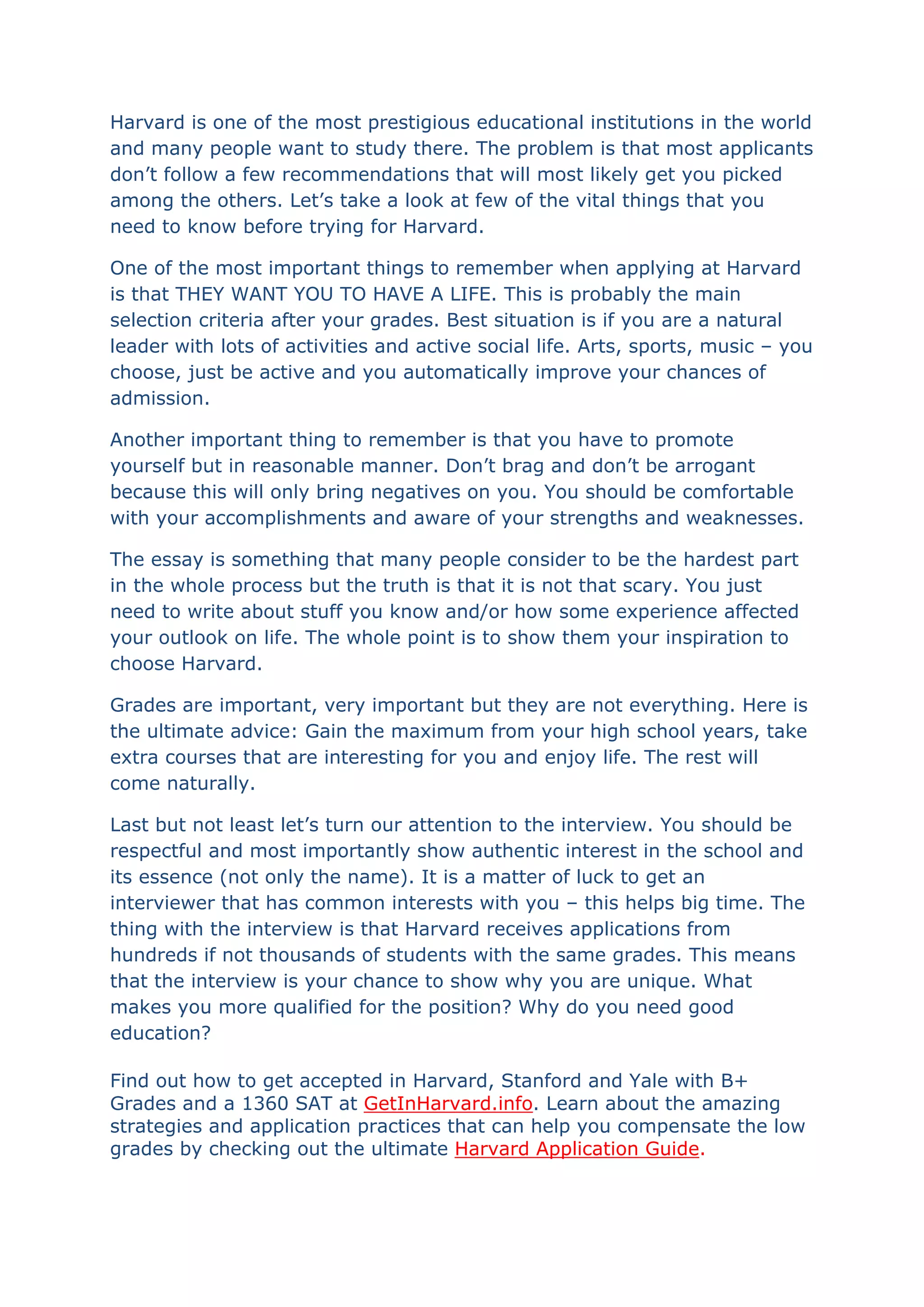 How To Get In Harvard | PDF