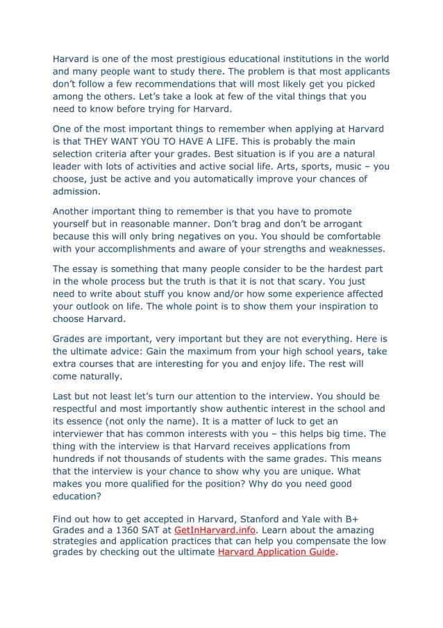 How To Get In Harvard | PDF | College Planning | College Education