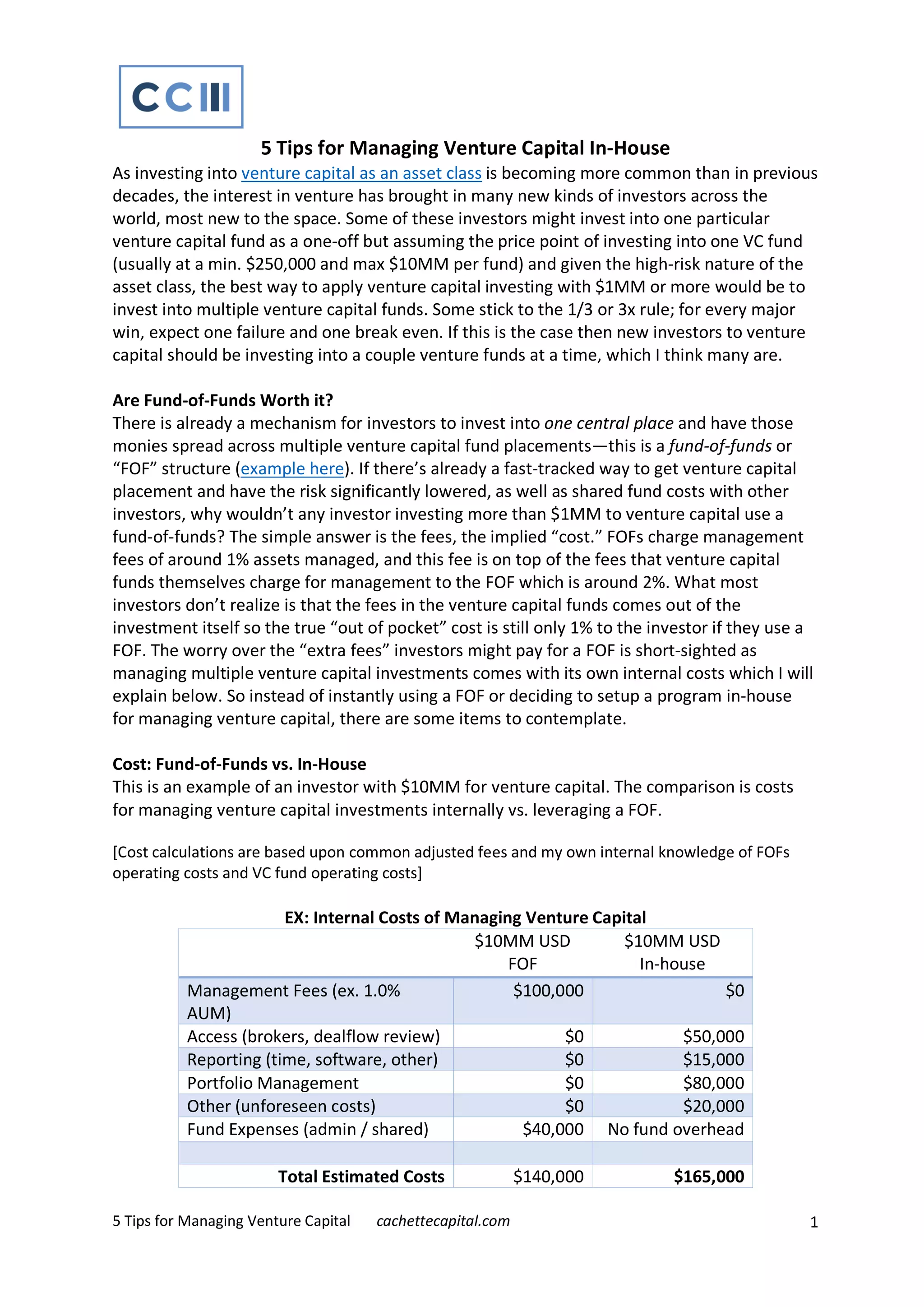 5 Tips for Managing Venture Capital | PDF