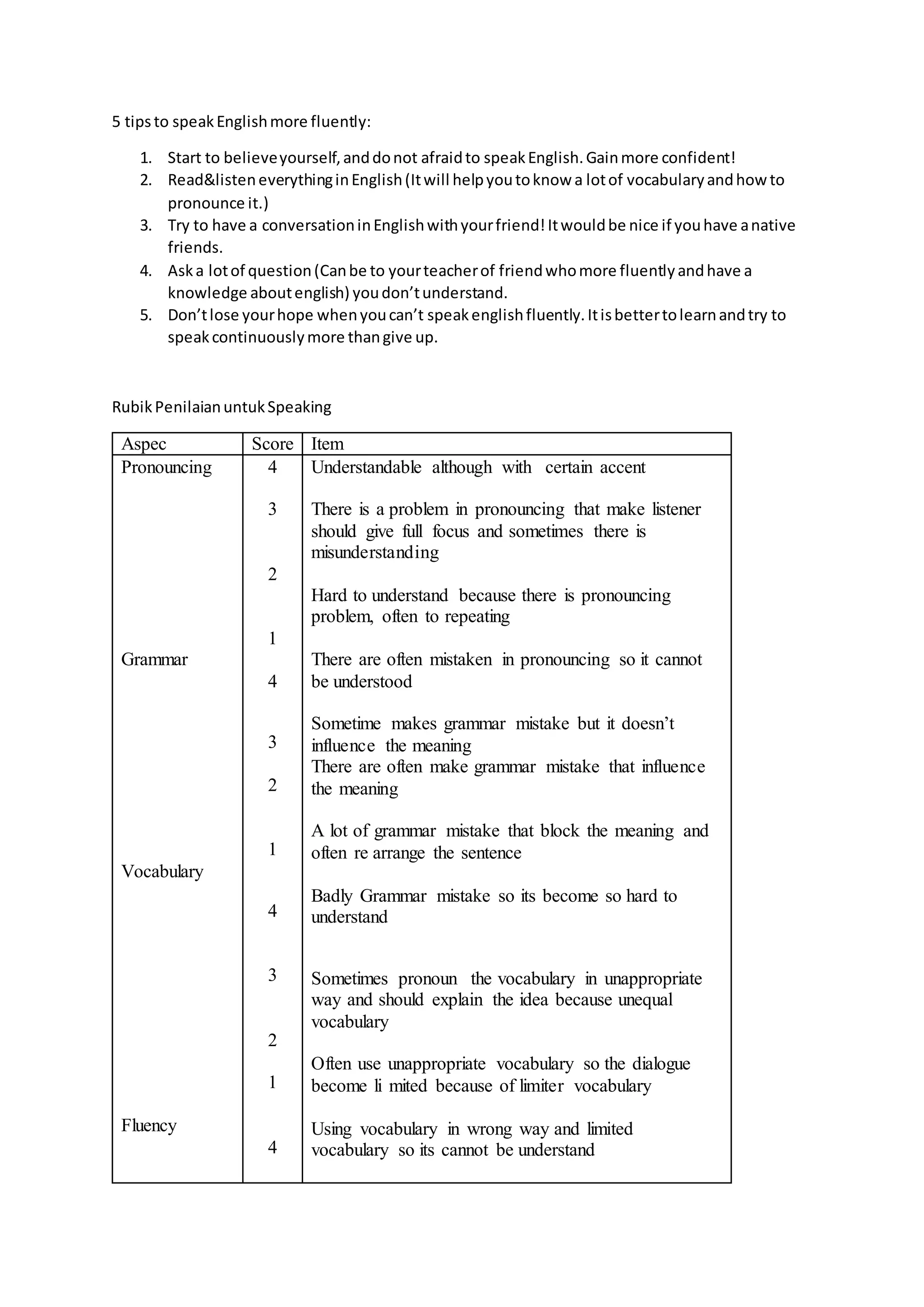 5 tips to speak english more fluently | DOCX