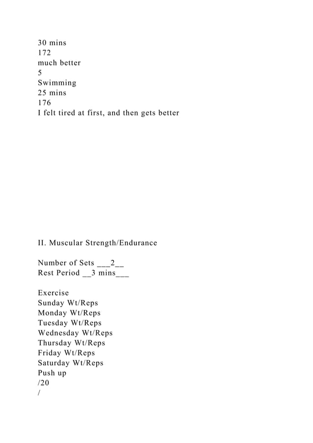 5 to 7 DAY EXERCISE LOG Exercise Log Name___Hejin Lin__.docx