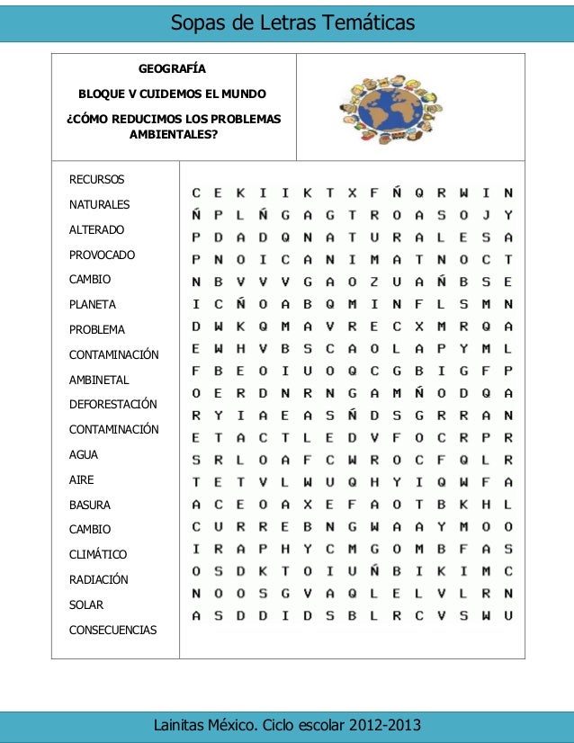 quinto grado de primaria sopa de letras