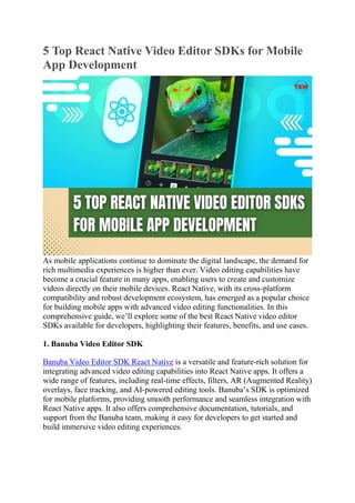 5 Top React Native Video Editor SDKs for Mobile App Development | The Enterprise World | PDF ...