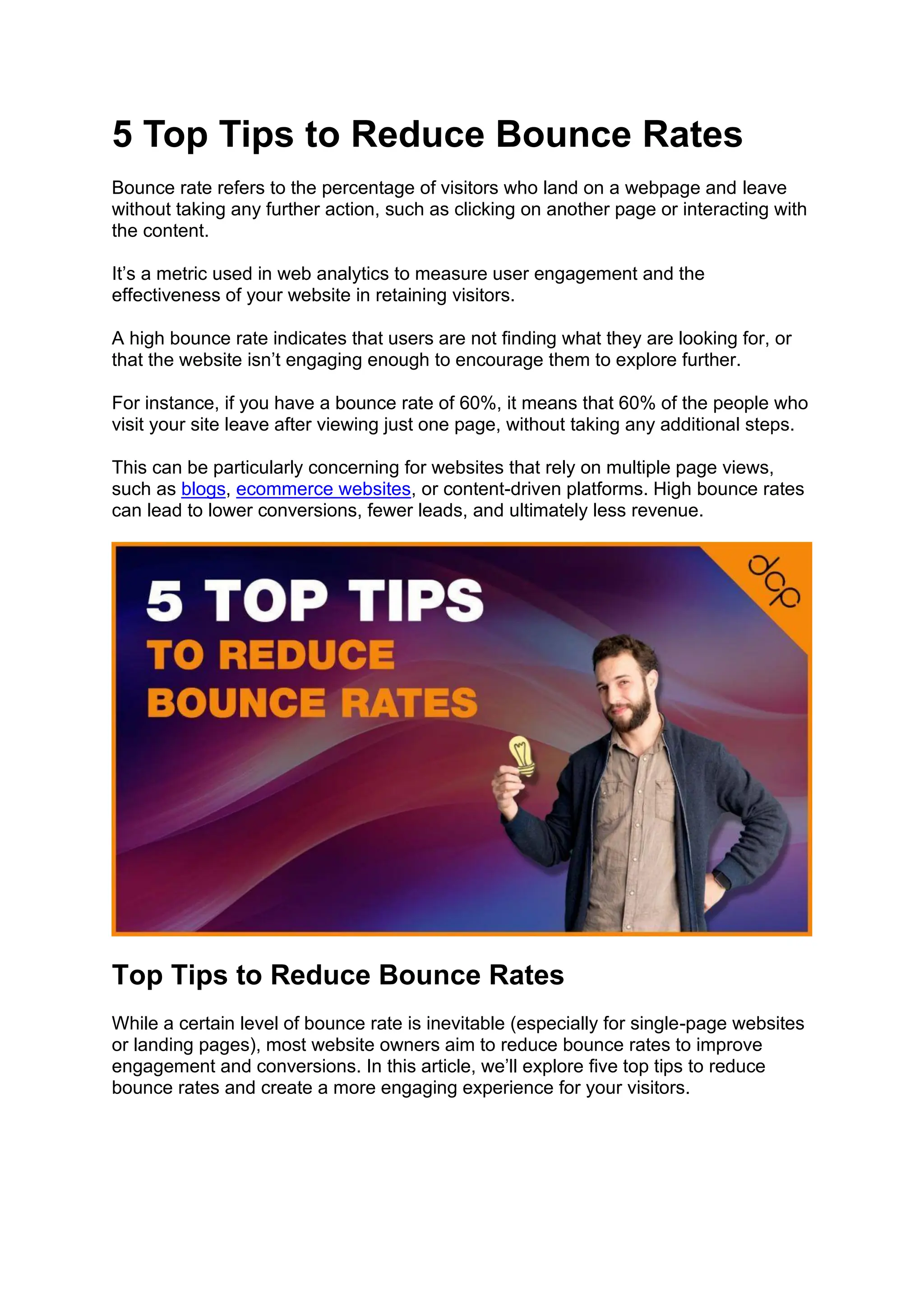 5 Top Tips to Reduce Bounce Rates - PDF.pdf | Free Download