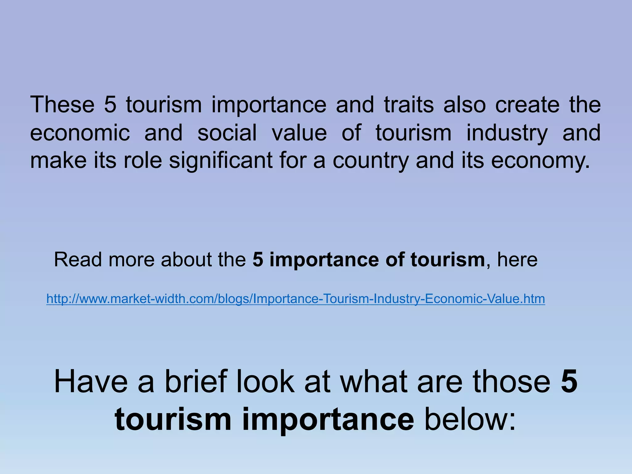 5 tourism importance | PPTX