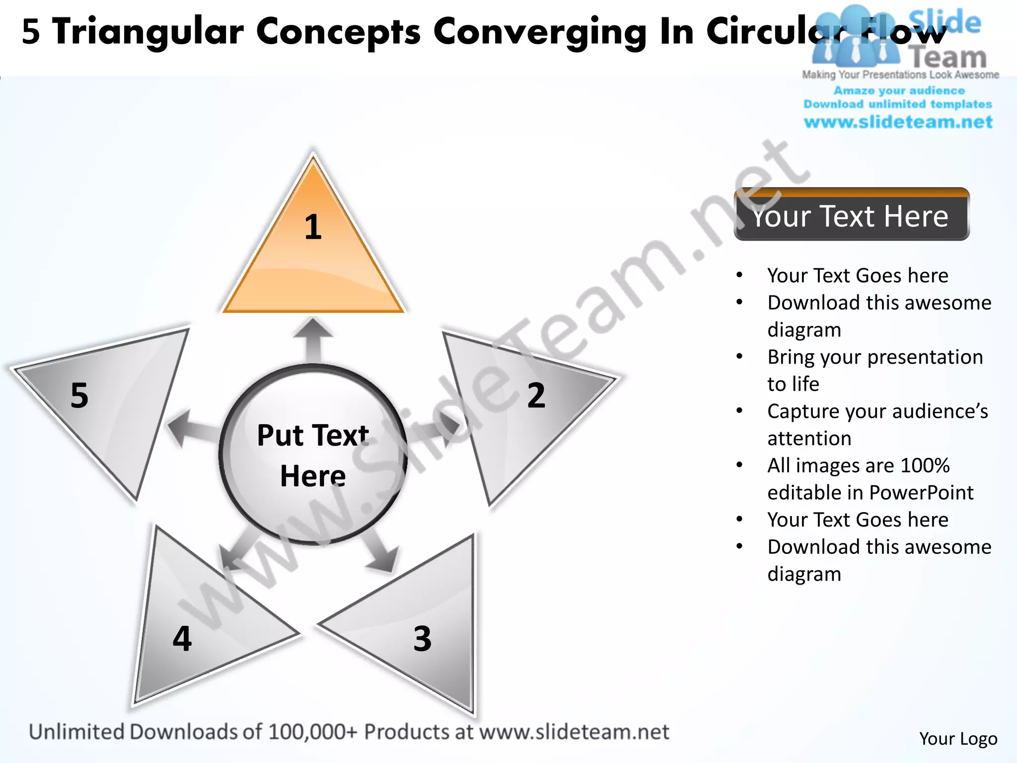 5 triangular concepts converging circular flow cycle process power ...