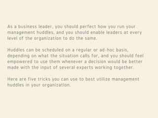 5 Tricks For Running an Effective Management Huddle | PPT