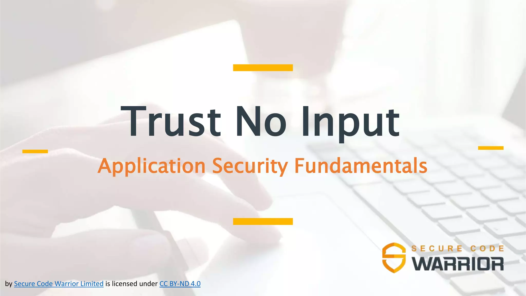 Secure Code Warrior - Trust no input | PPTX