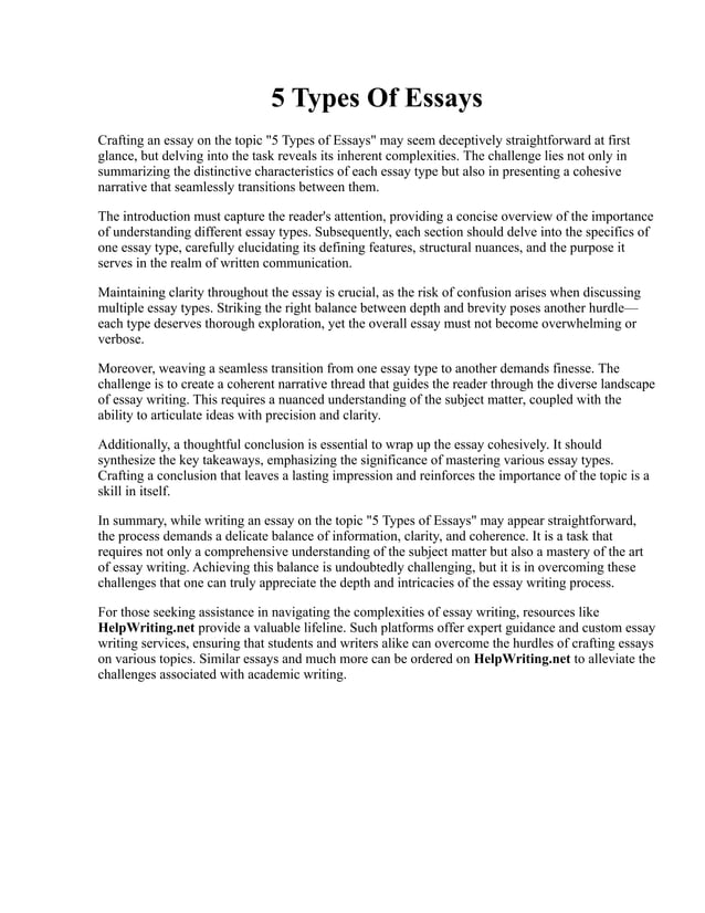5 Types Of Essays | PDF