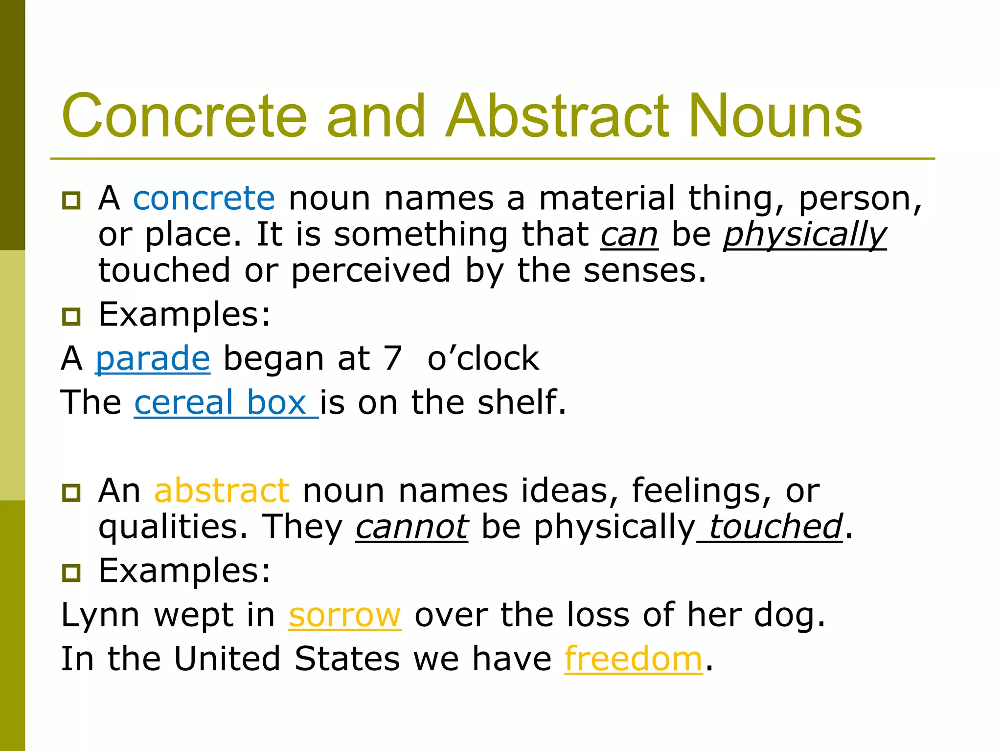 5 types of nouns powerpoint | PPT