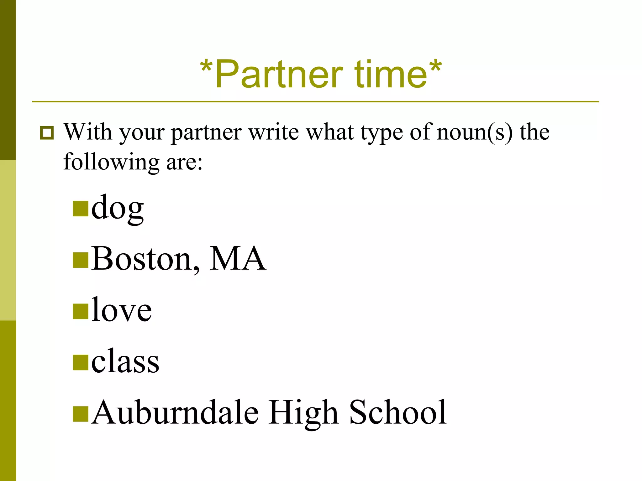 5 types of nouns powerpoint | PPT