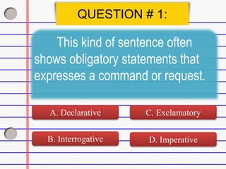 5 types of Sentences Game | PPTX