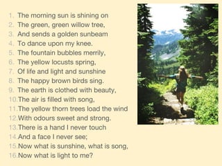 The Morning Sun Is Shining by Olive Schreiner | PPTX