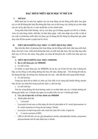 ĐẶC ĐIỂM MIỄN DỊCH HỌC TRẺ EM | PDF