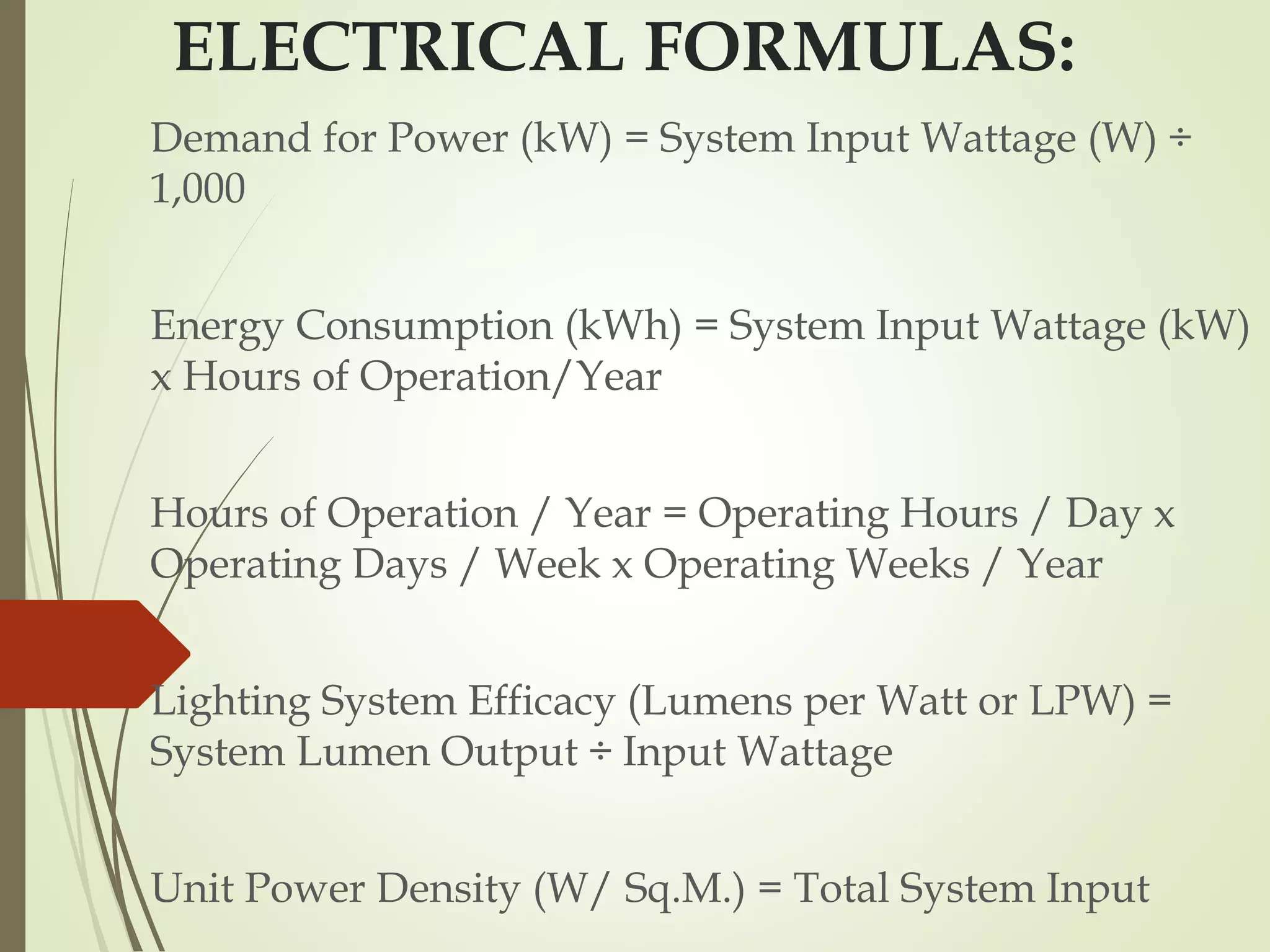 electrical lighting calculation | PPTX