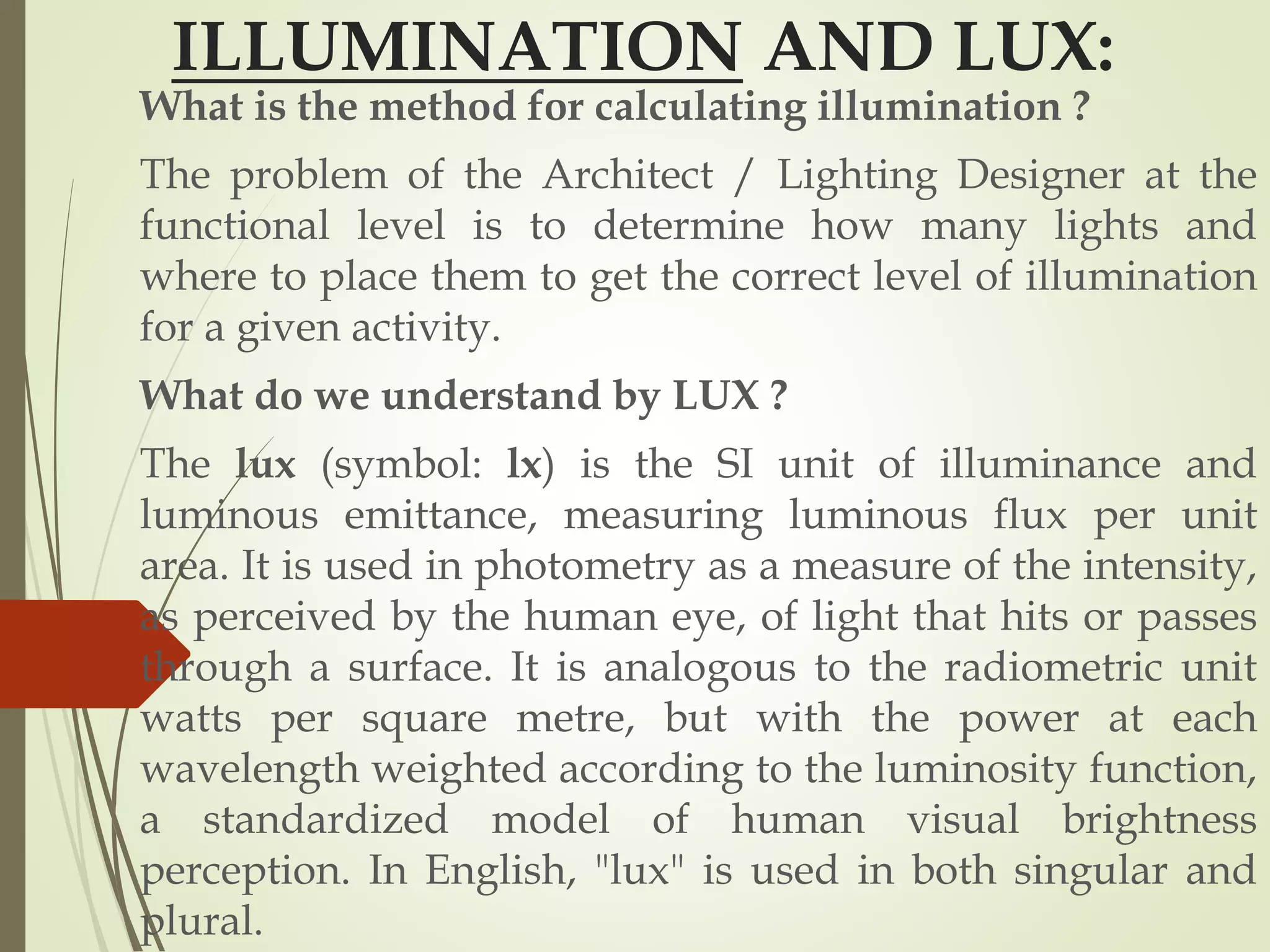electrical lighting calculation | PPTX