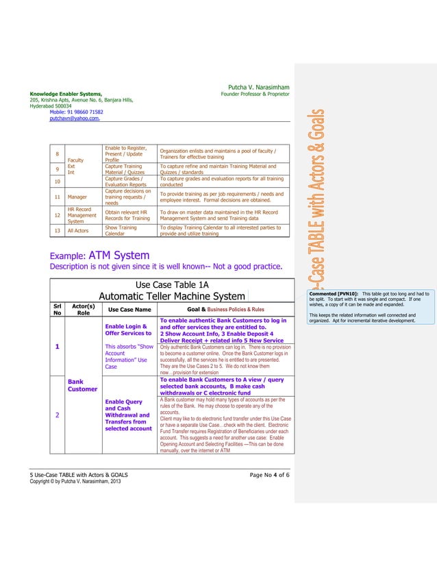 Use Case TABLE with Actors & Goals | PDF