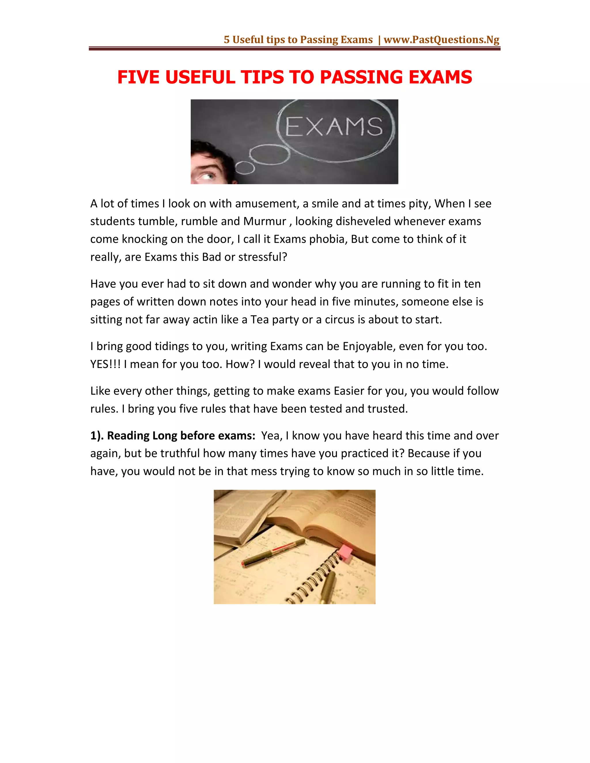 5 Useful Tips for Passing Exams | PDF