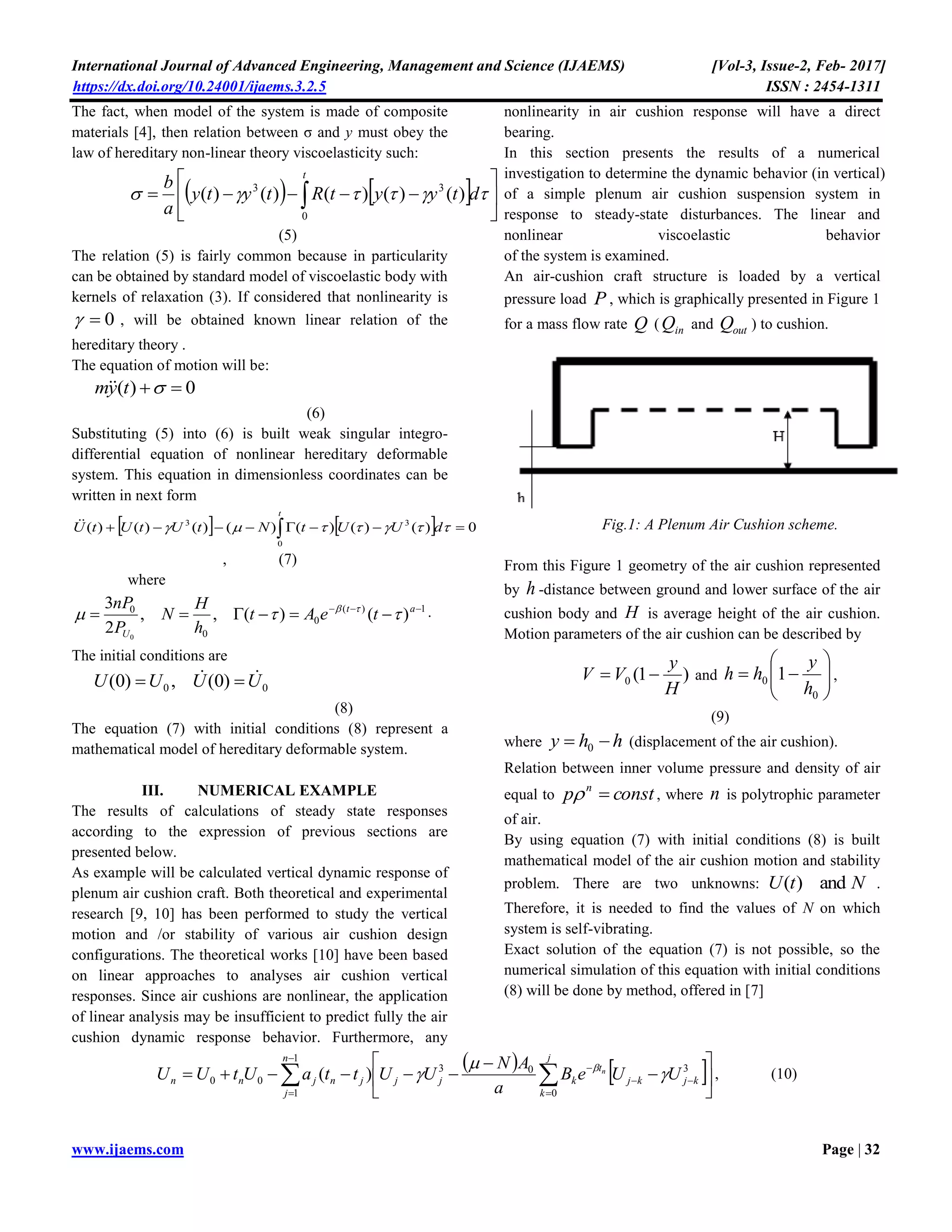 vertical response of a hereditary deformable system | PDF