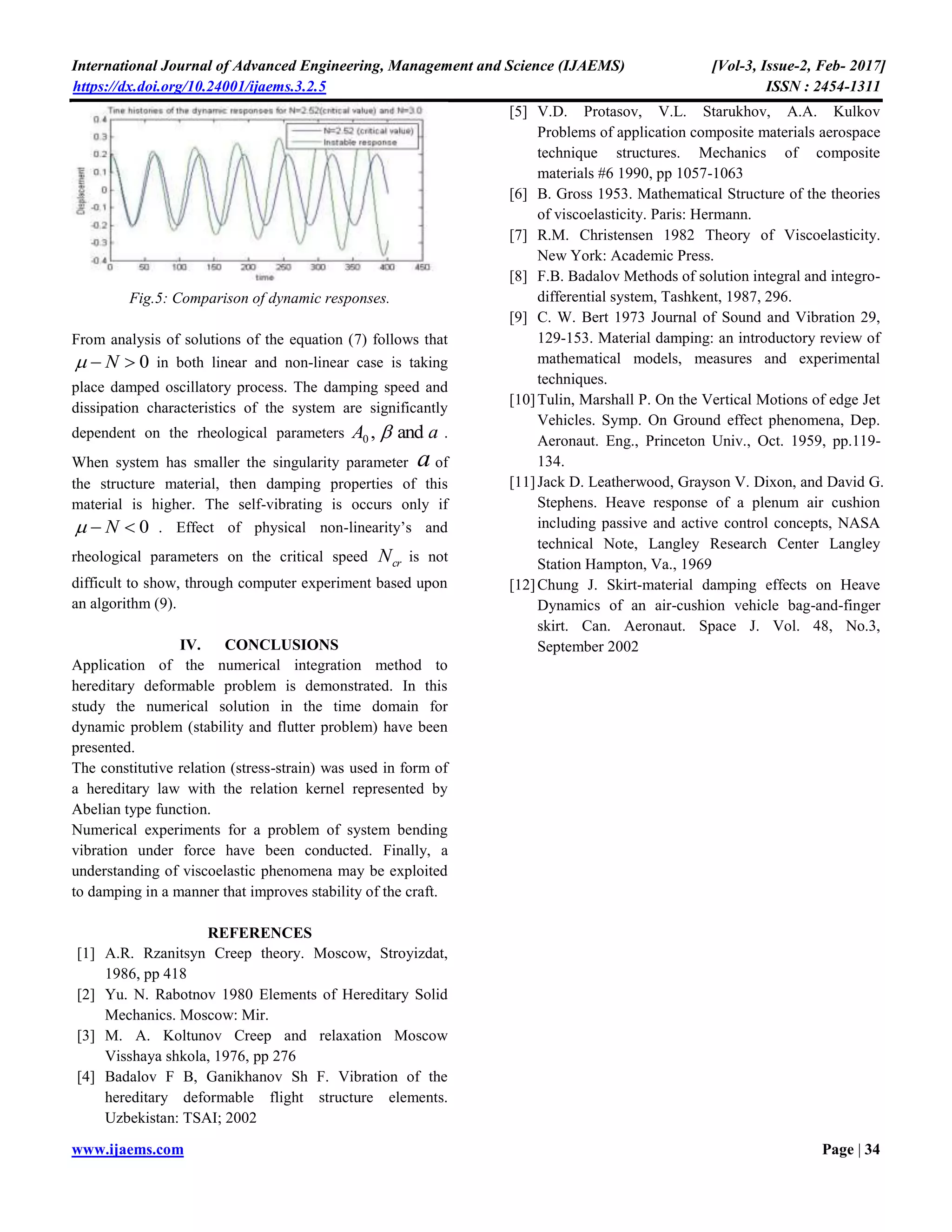 vertical response of a hereditary deformable system | PDF