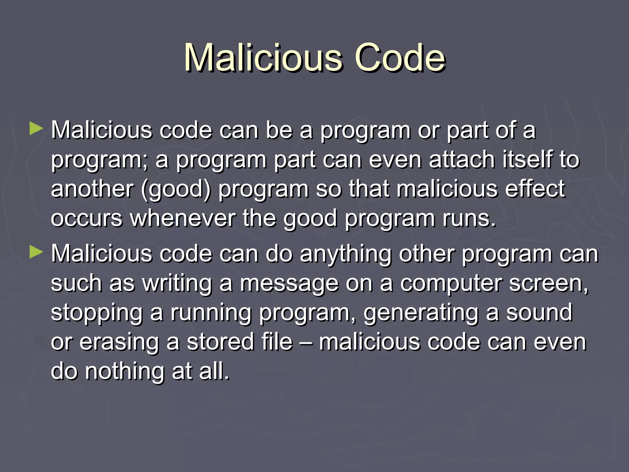 Virus and Malicious Code Chapter 5 | PPT