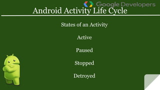 Presentation on Android application life cycle and saved instancestate ...