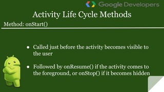 Presentation on Android application life cycle and saved instancestate ...