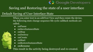 Presentation on Android application life cycle and saved instancestate | PPT