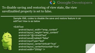 Presentation on Android application life cycle and saved instancestate | PPT