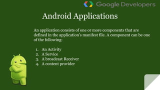 Presentation on Android application life cycle and saved instancestate | PPT