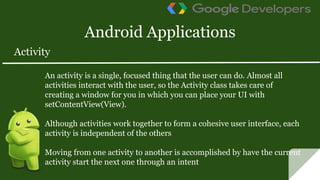 Presentation on Android application life cycle and saved instancestate | PPT