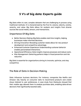 5 V's of big data - Experts guide - Article | PDF