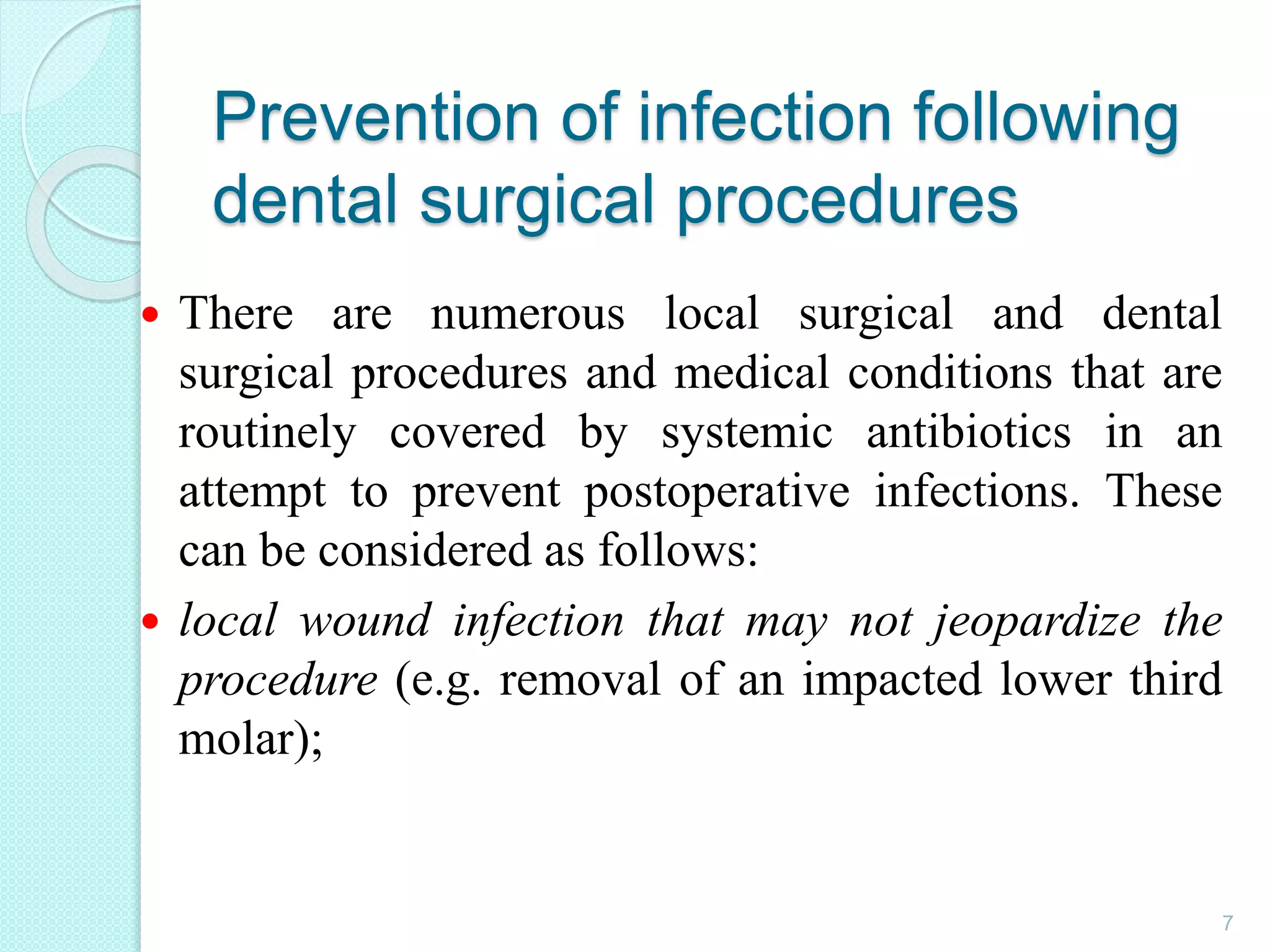Rationale for use of antibiotics after periodontal surgery | PPTX